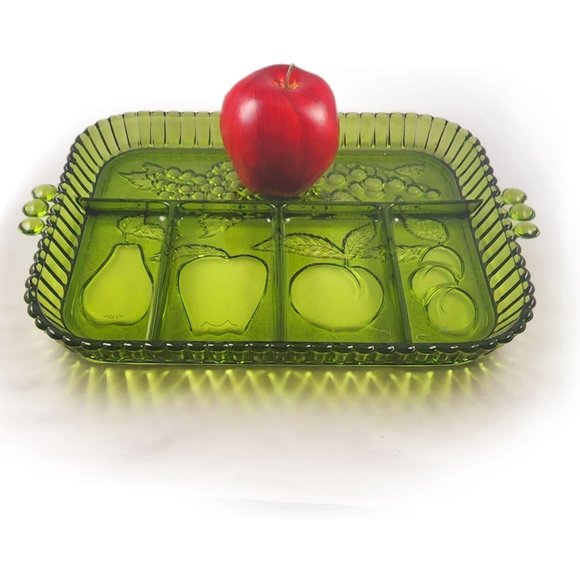Indiana Glass | Dining | Vintage Indiana Glass Divided Dish Avocado ...